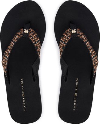 Tommy Hilfiger Zehentrenner Tommy Hilfiger Wedge Summer Sandal Mono FW0FW09698 Schwarz
