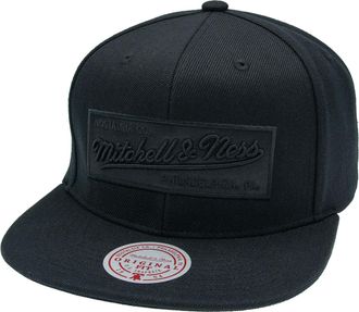 Mitchell & Ness 2 Tone Box Logo - Flat Visor Snapback Basecap, Black-Black