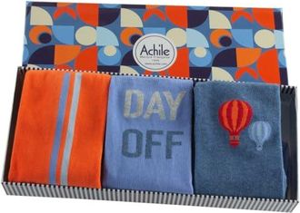 Achile Coffret de 3 paires de mi-chaussettes fantaisie - couleur - Bleu - Pointure - 39-46