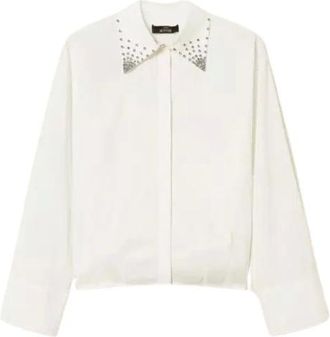 Twinset Femme, Blouses et Chemises, Blanc, Taille: 36 FR Chemise en popeline avec strass