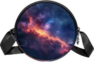 Generic Sac &agrave; bandouli&egrave;re rond pour femme, motif n&eacute;buleuse &eacute;toil&eacute;e, sac &agrave; dos avec fermeture &eacute;clair, bretelles r&eacute;glables, sac &agrave; main rond d&eacute;contract&eacute; pour fem
