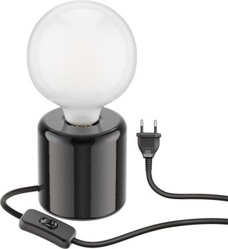 LEDs Com Tischlampe TIPO Porzellan rund schwarz Kugel inkl. E27 G125 Lampe extra matt warm-wei&szlig; 845lm