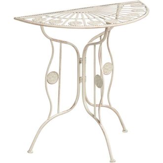 Beliani Beliani - Table de Bistrot de Jardin Vintage en M&eacute;tal 80 x 37 cm Plateau en Fer Beige Clair Coggia