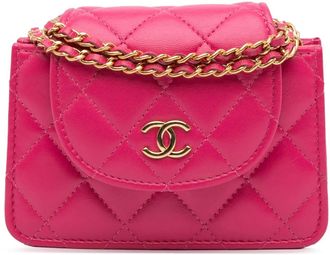 Chanel Hobo Bags - CC Quilted Lambskin Flap Clutch On Chain - Gr. unisize - in Gold - f&uuml;r Damen