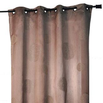 HOME MAISON Homemaison HM69851150 Gardine, Shantung-Seide, Bestickt mit Kreisen, Taupe meliert