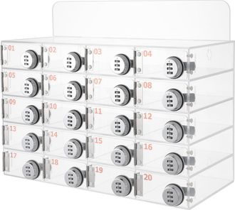 Generic 20 Steckpl&auml;tze Acryl Handy Box mit sicherem Zahlenschloss, transparente Aufbewahrungsl&ouml;sung f&uuml;r Schulen, B&uuml;ros, Fitnessstudios und &ouml;ffentliche R&auml;ume