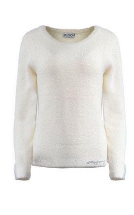 Passioni Strickpullover mit flauschiger Textur und Strassdetail