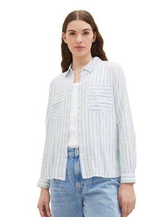 Tom Tailor Damen 1033614 Bluse, 33809-light Blue White Stripe, XS