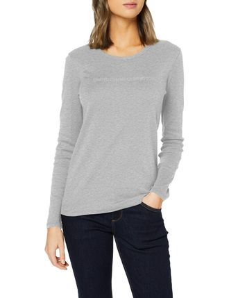 Benetton (Z6ERJ) Damen M/L T-Shirt, Melange Light Grey 501, XS