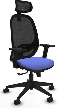 Piqueras y Crespo Stuhl f&uuml;r Home Office Cilanco mit 2D-Armen, h&ouml;henverstellbare Lendenwirbelst&uuml;tze und Kopfteil, h&ouml;henverstellbar und neigbar, Schwarz/Hellblau