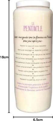 Generic Bougie Neuvaine des Cercles sacr&eacute;s, D&eacute;cor : Le Pentacle, &Oslash; 6,5 cm x 18 cm, cire 100% v&eacute;g&eacute;tale, textes en Fran&ccedil;ais