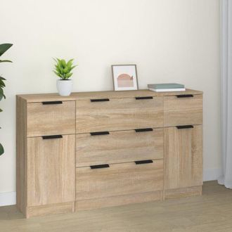 vidaXL Vidaxl - Ensemble de buffets 3 pcs Ch&ecirc;ne sonoma Bois ding&eacute;nierie