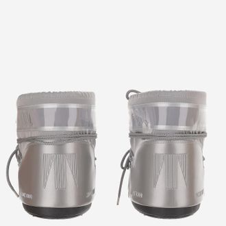 Moon Boot Womens Ankle Boots Icon Low Glance Silver Rubber And Mesh
