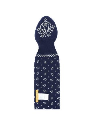 Guest In Residence Bandana-Print Wool and Cashmere Scarf - Navy