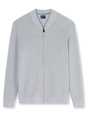Olymp Cardigan Casual Baumwollmix, Rippkragen, Regular Fit