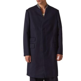 Maison Margiela Mens Blue Wool Coat Clothing