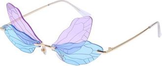 Supvox Lunettes de Soleil sans Monture DAiles de Libellule Métal et Polycarbonate Unisexes Transparentes pour Festivals Vacances et Usage Quotidien