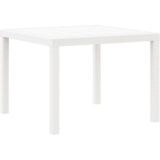vidaXL Vidaxl - Table de jardin carr&eacute;e 100 x 100 cm - Polyrotin blanc - Pour 6 personnes - Design moderne et &eacute;pur&eacute; - Assemblage requis