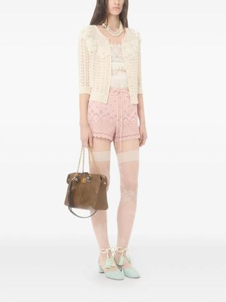 Valentino Embroidered Crochet-flower Cardigan