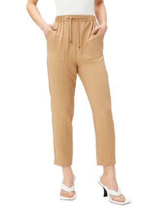 Koton Women Linen Blended Crop Blouse