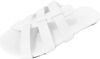 Generic Chaussons de bain d&eacute;contract&eacute;s pour femme - Bout ouvert - Plates et confortables - Chaussures de plage, Blanc., 37 EU