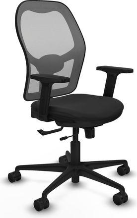 Piqueras y Crespo Schwarzer Schreibtischstuhl mit 2D-Armen, h&ouml;henverstellbare Lendenwirbelst&uuml;tze, ausgestattet mit Syncro/Traslack und eingespritztem Schaum. Mit Rollen
