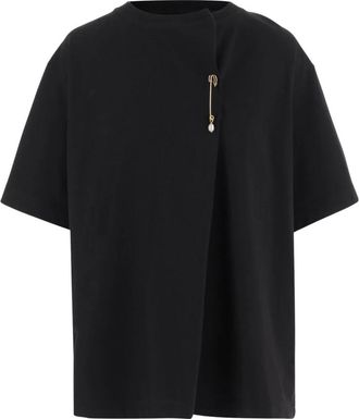 Carven Femme, Tops, Noir, Taille: 38 FR T-shirt en coton avec broche d&eacute;corative