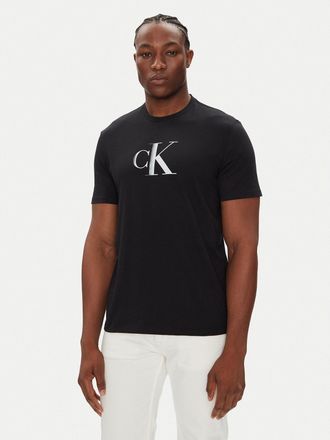 Calvin Klein Jeans T-Shirt Center Monogram LV04RC857G Schwarz Regular Fit
