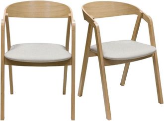 Miliboo Miliboo - Skandinavische Stühle aus hellem Eichenholz und beigem Stoff (2er-Set) lova