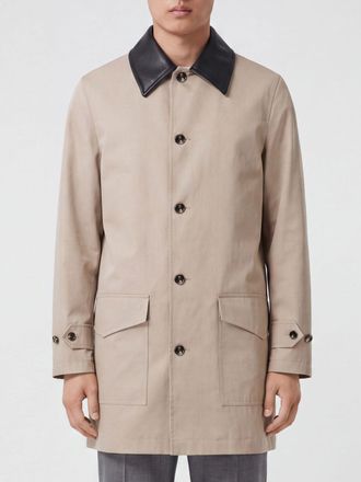 Burberry Trench longueur genou en coton avec col en cuir contrastant