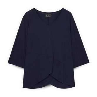 Fiorella Rubino Femme, Blouses et Chemises, Bleu, Taille: 36/38 FR T-shirt en jersey avec d&eacute;tail portefeuille