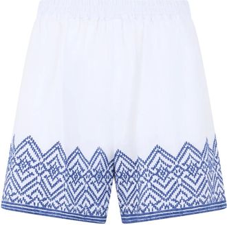 120% Lino Femme, Shorts, Blanc, Taille: 34 FR Linen Shorts