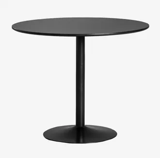 Sklum Sklum - Table &agrave; manger ronde en mdf et m&eacute;tal Yvetta Noir &Oslash;90 cm