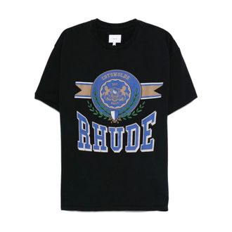 Rhude Homme, Tops, Bleu, Taille: S T-shirts et Polos en Coton Imprimé Graphique