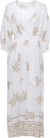 120% Lino Femme, Robes, Blanc, Taille: 38 FR Robe Maxi en Lin