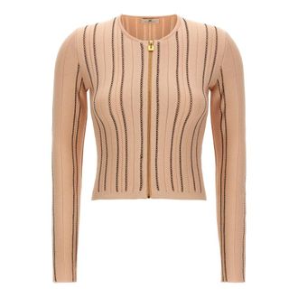 Elisabetta Franchi Cardigan en maille - Femme - Pulls - Rose - Taille: 38 FR