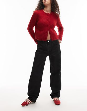 Carhartt Work in Progress Everson - Schmal zulaufende Denim-Jeans in kariertem Schwarz