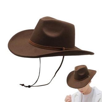 Generic Chapeau de cowboy occidental - Accessoire de costume &agrave; large bord, couvre-chef confortable uni, &eacute;quipement d&eacute;quitation en plein air | P&ecirc;che, randonn&eacute;e