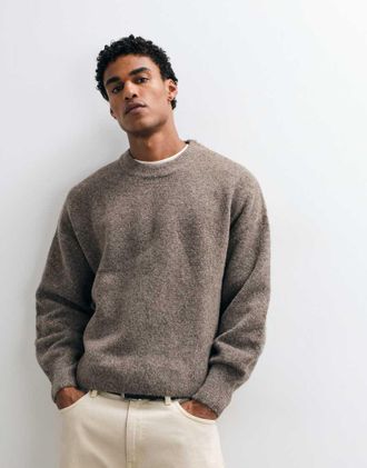 Weekday Pullover aus Wollmix in dunklem Maulwurf-Melange-Neutral