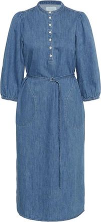 Part Two Femme, Robes, Bleu, Taille: 46 FR Robe en Denim Bleu avec Manches 3/4