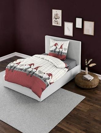 BIERBAUM Bettwäsche 6946, Fein-Biber, Designed in Germany, Grau 01, 135x200 + 80x80 cm