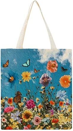 Generic Sac &agrave; bandouli&egrave;re en toile avec imprim&eacute; papillon pour femme et fille, b, Taille unique