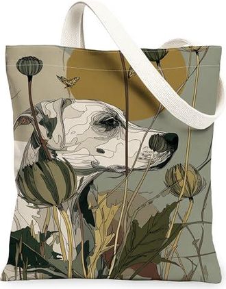 Generic Sacs fourre-tout vintage en toile pour chien, motif floral artistique, sacs d&eacute;picerie r&eacute;utilisables, l&eacute;gers et lavables en toile pour, vert, 13x15 Inc