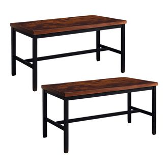 Relaxdays Sitzbank 2er Set, Esszimmer, platzsparende Essbank, HBT: 51x108x32 cm, K&uuml;chenbank, Metall, Industrial/Schwarz