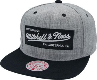 Mitchell & Ness 2 Tone Box Logo - Flat Visor Snapback Basecap, Grey-Black