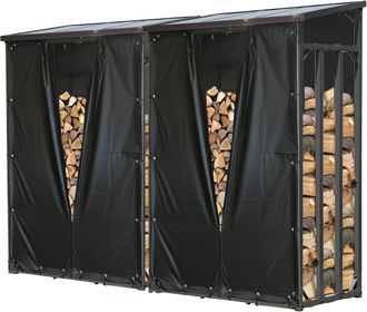 Quick Star 2 St&uuml;ck Metall Kaminholzregal 130 x 70 x 185 cm mit Wetterschutz Garten Kaminholzunterstand 3,2 m&sup3; / 4-5 SRM Kaminholzlager Stapelhilfe Aussen