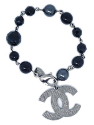Chanel bracelet serti de perles artificielles CC (2011) - Noir