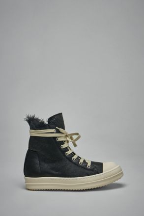 Rick Owens High Top Zebra Shearling Ramones Sneakers