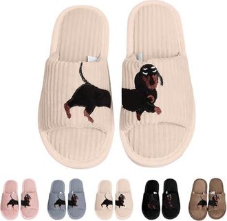 Generic Cord Pantoufles pour femme - Zehen ouvert - Chaussures de maison en corduroy - Pantoufles confortables - Pantoufles de dessin anim&eacute; - Pantoufles danim