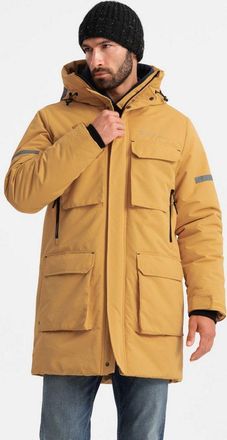 Ombre Winterjacke Isolierte lange Jacke f&uuml;r M&auml;nner mit reflektierenden Elementen